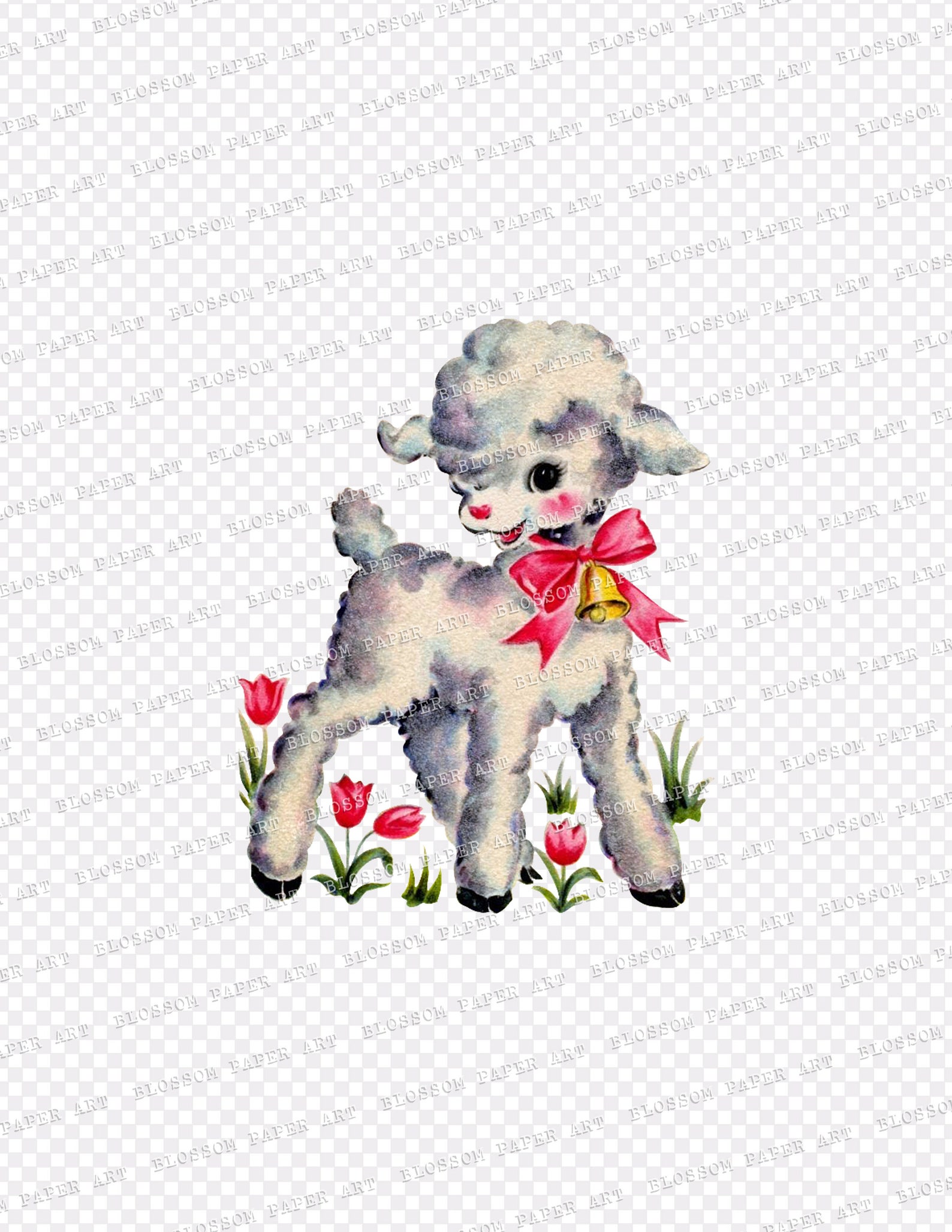 Vintage Cute Animals Clipart Lamb Clipart Easter Digital - Etsy