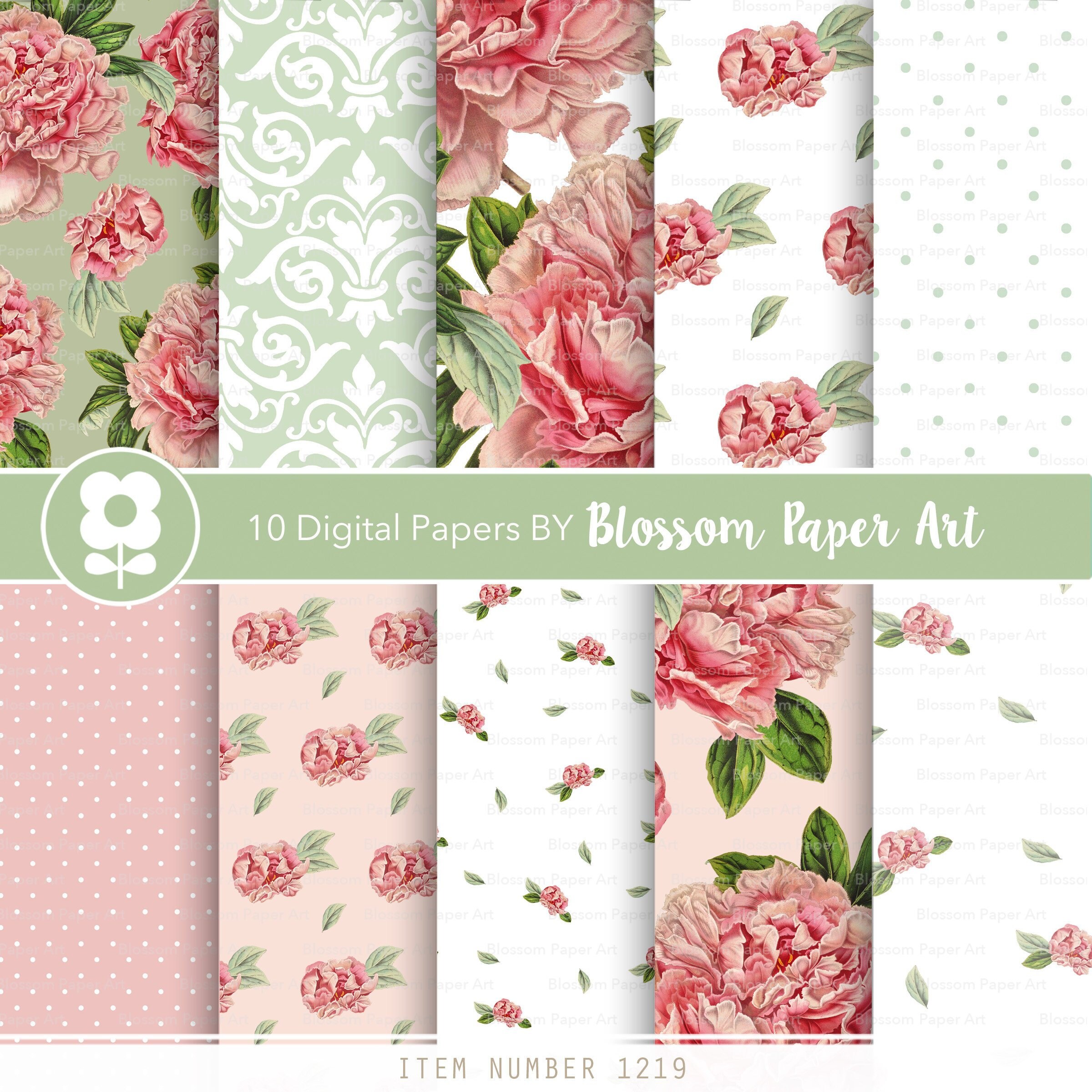 Peony Digital Paper Pink Floral Digital Paper Pack Pink - Etsy