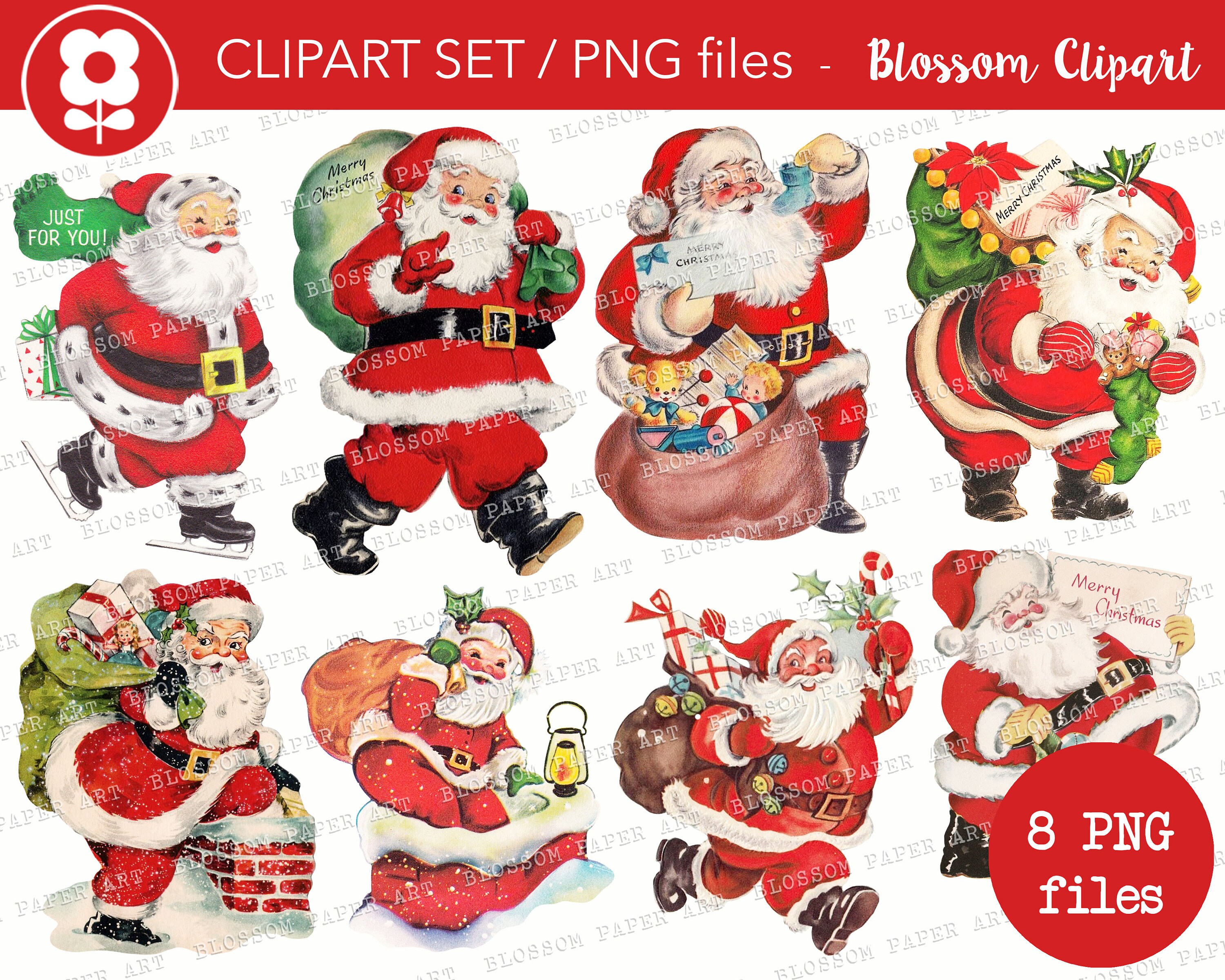 Christmas Graphics Vintage Santa PNG Christmas Clipart | Etsy