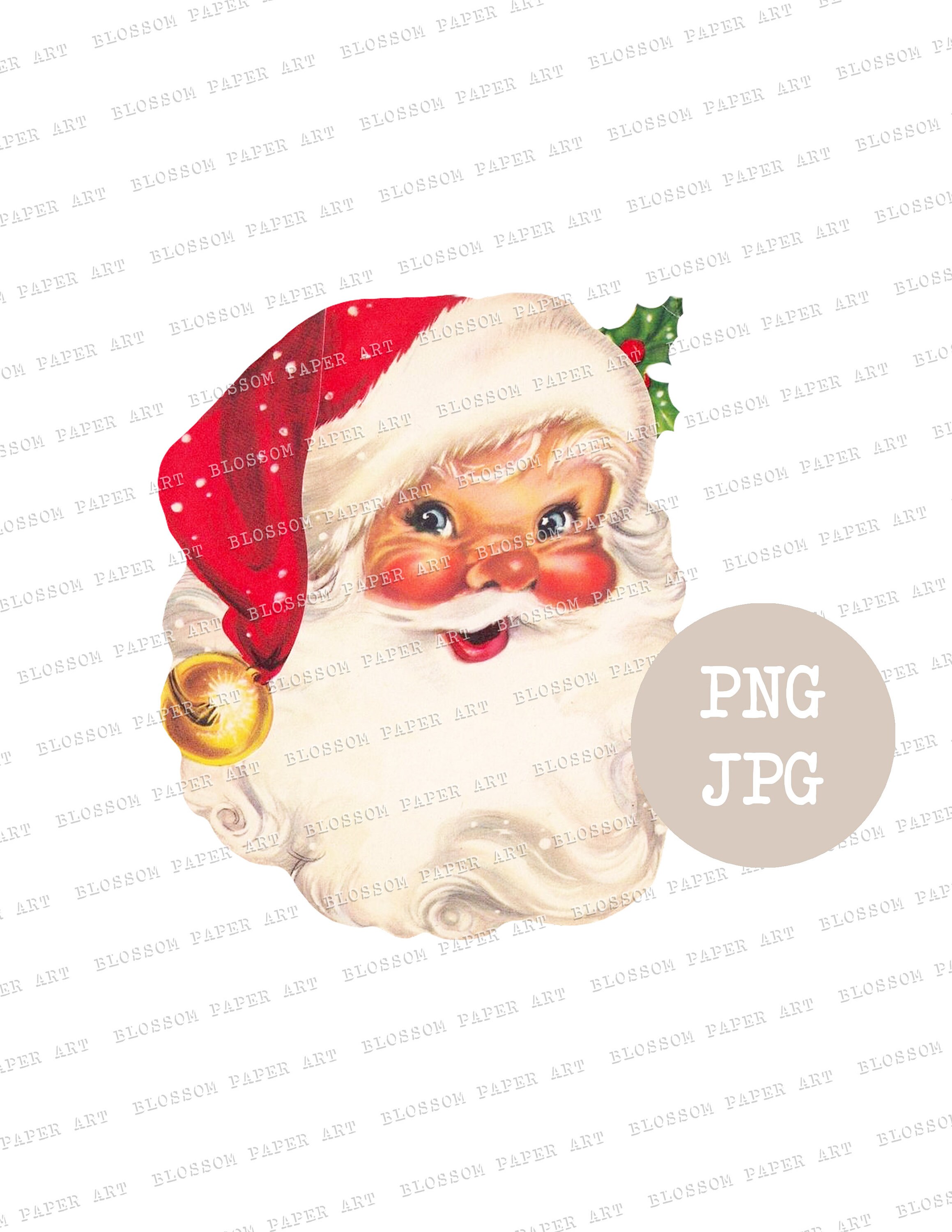 Retro Santa Clipart Vintage Christmas PNG Digital Santa - Etsy