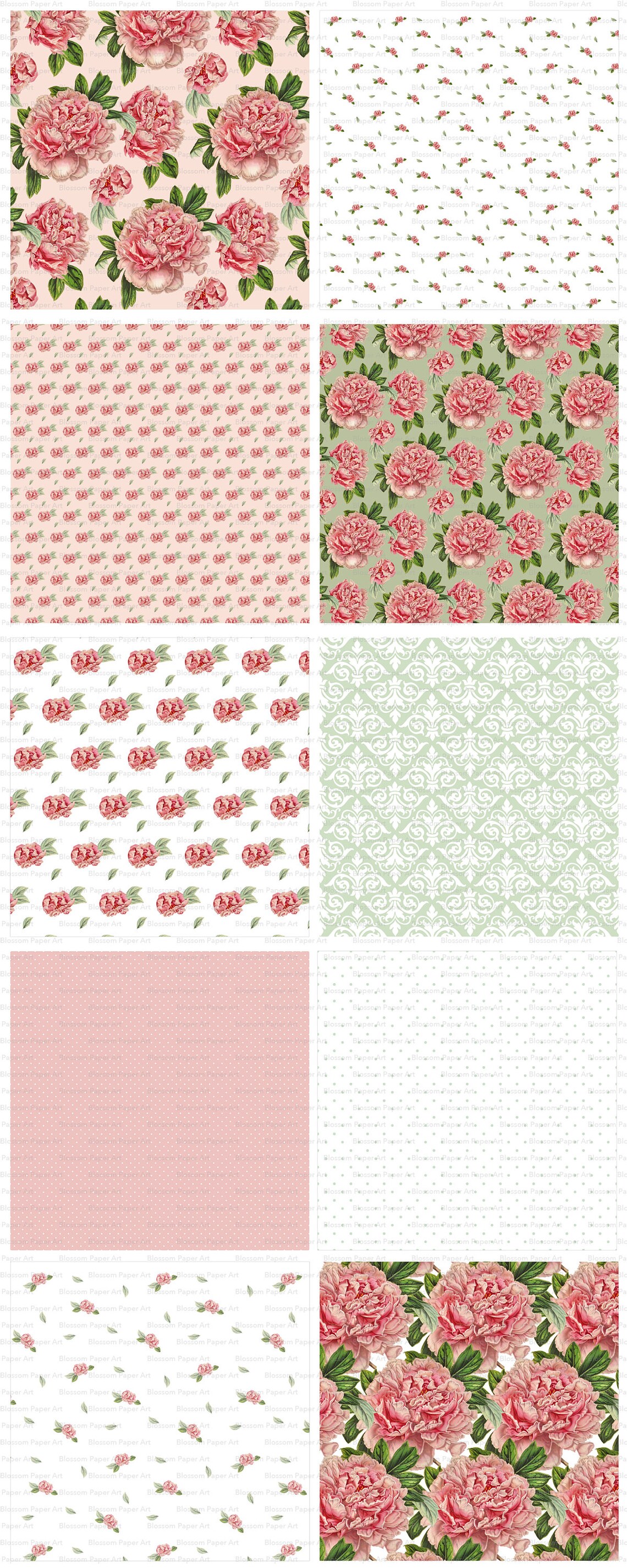 Peony Digital Paper Pink Floral Digital Paper Pack Pink - Etsy
