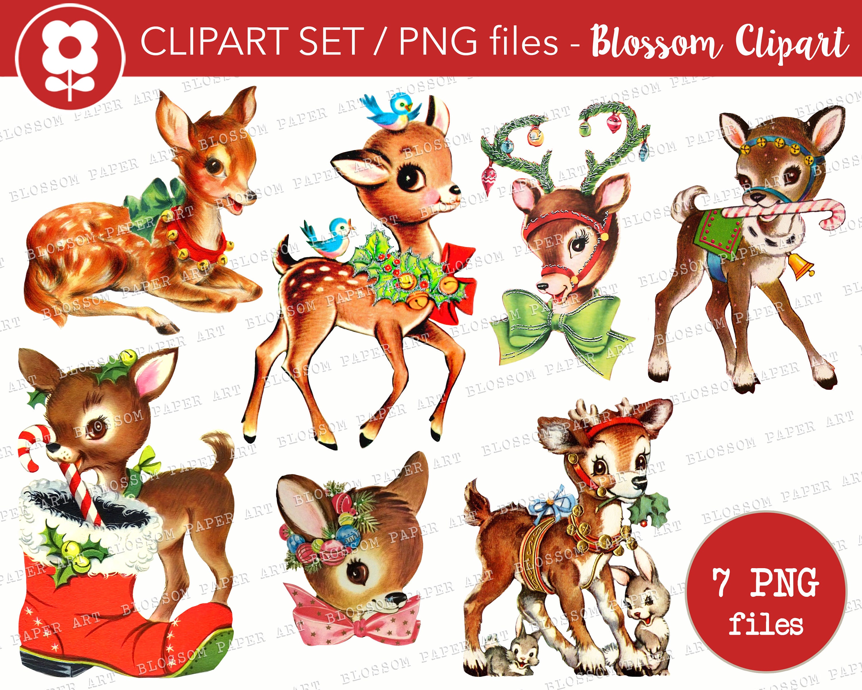Christmas PNG Deer Clipart Vintage Christmas Clip Art Deer - Etsy Australia