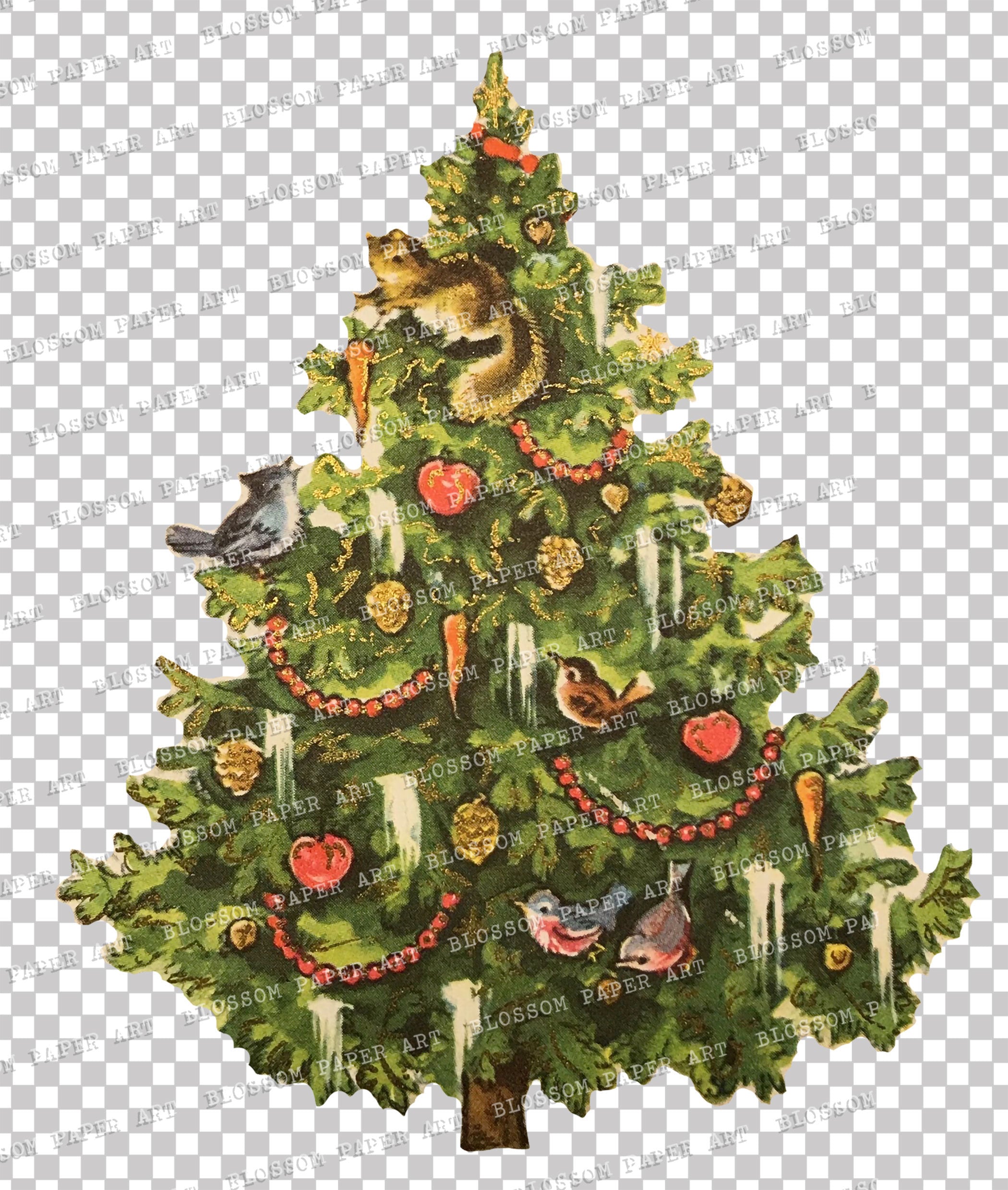 Christmas Tree Clipart Christmas Tree PNG Vintage Christmas - Etsy UK