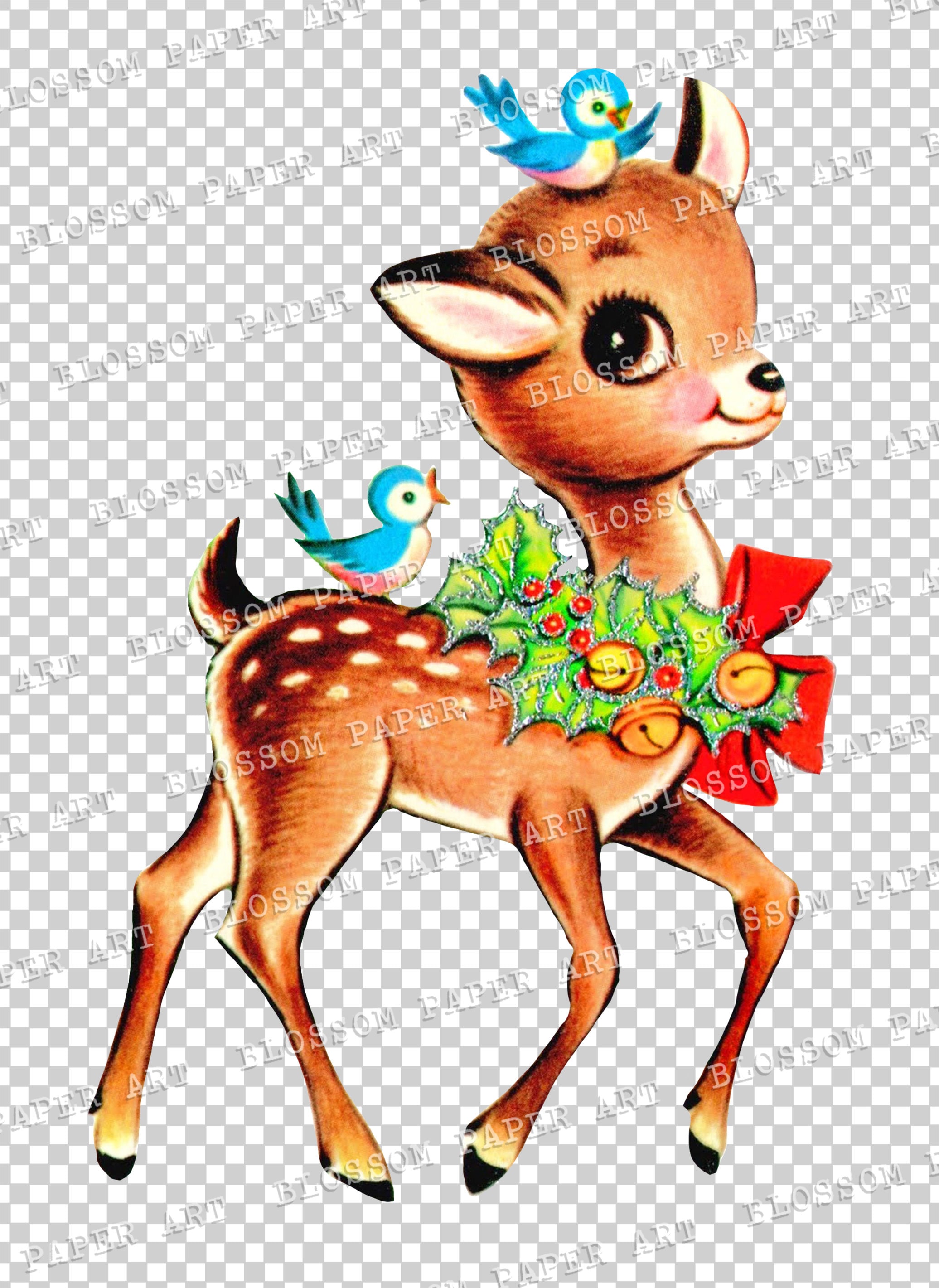 Christmas PNG Deer Clipart Vintage Christmas Clip Art Deer - Etsy Australia