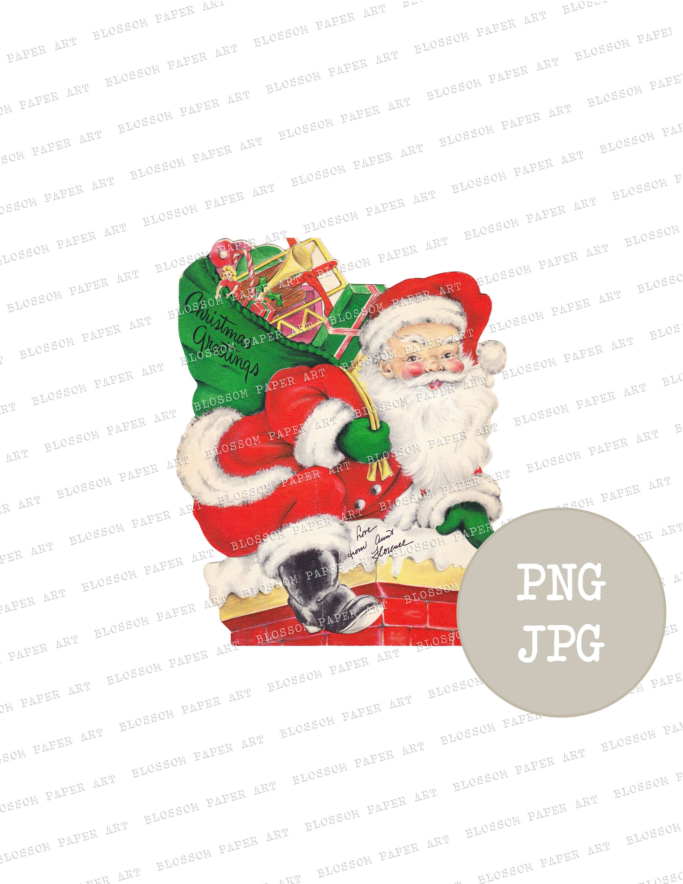 Clipart Vintage Santa Image Download PNG Santa Christmas Clip | Etsy