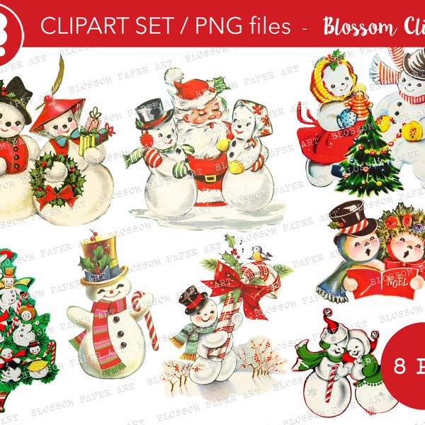 Snowman Clipart - Etsy