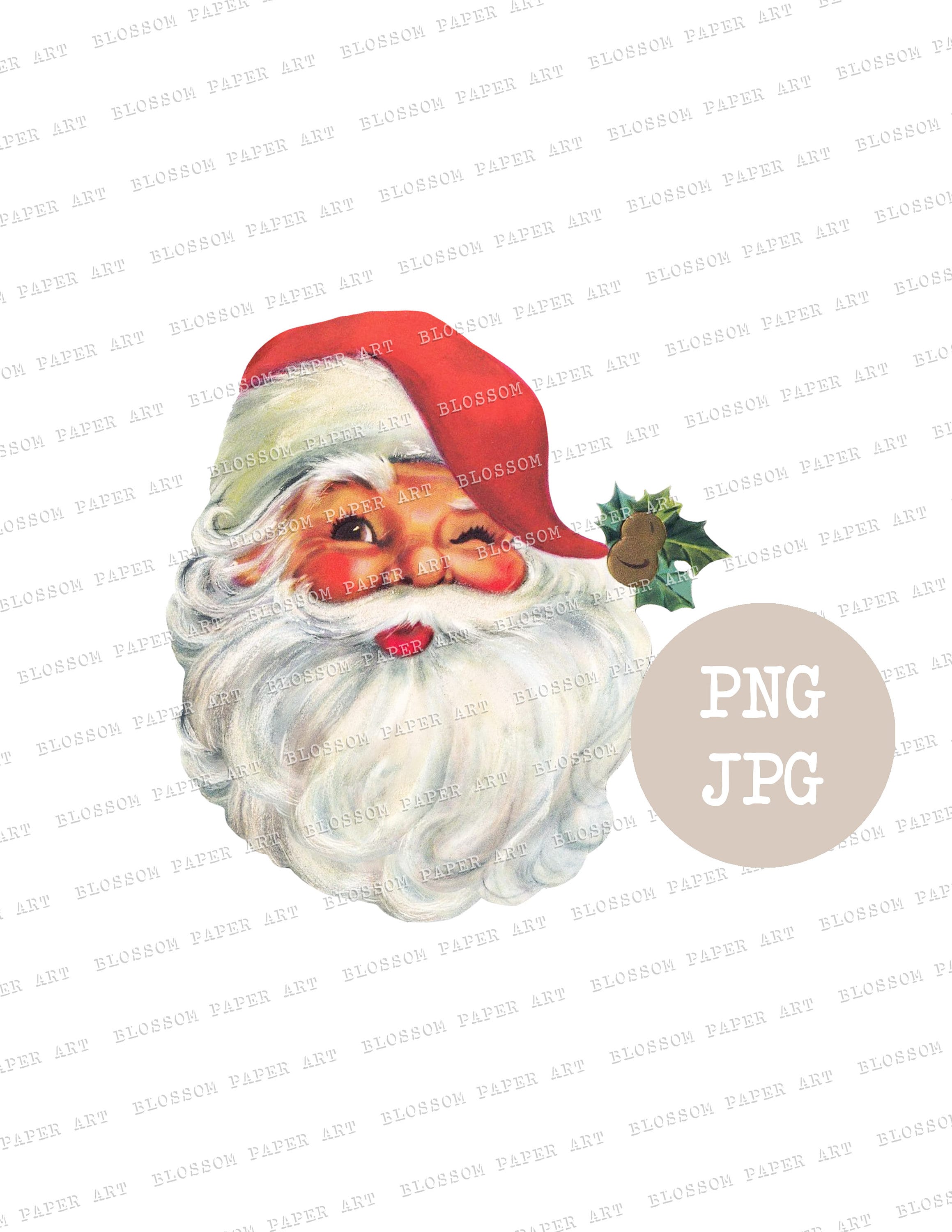 Santa Vintage Christmas Clip Art Retro Santa PNG Graphic - Etsy