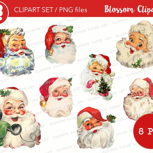 Santa Vintage Christmas Clip Art Santa Vintage Graphic - Etsy