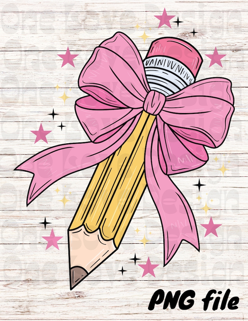 Pencil PNG | Back to School | Coquette Bow Pencil | Sublimation File - Etsy