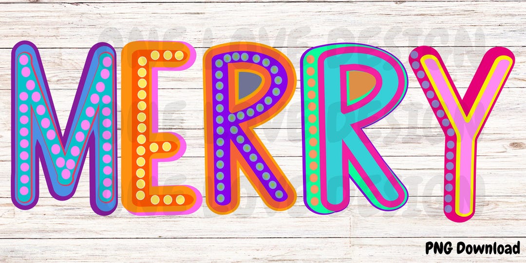 Merry Letters PNG | Bright Colors | Christmas PNG - Etsy