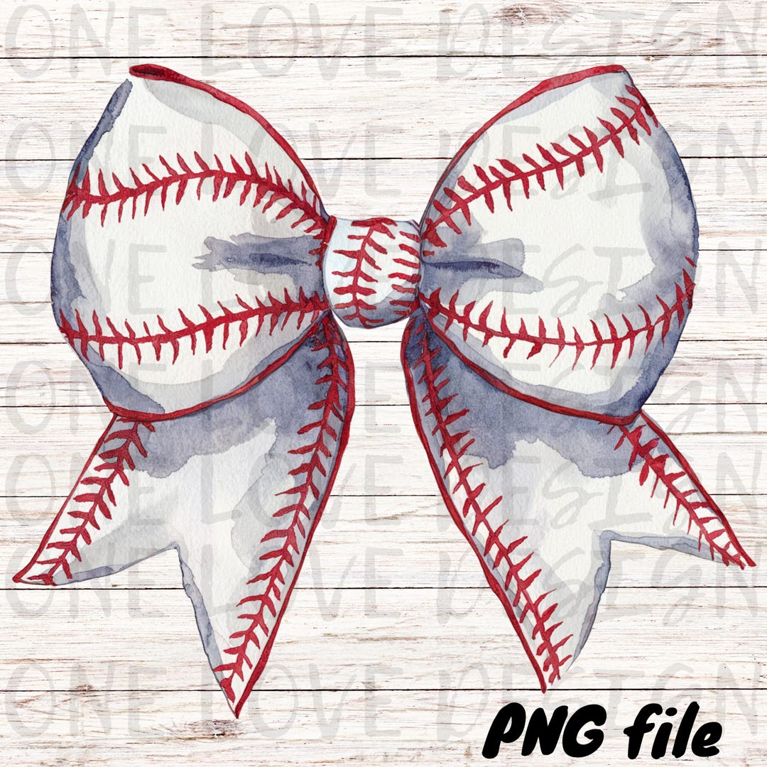 Watercolor Baseball Bow | Sublimation Bow | Watercolor Baseball - Etsy