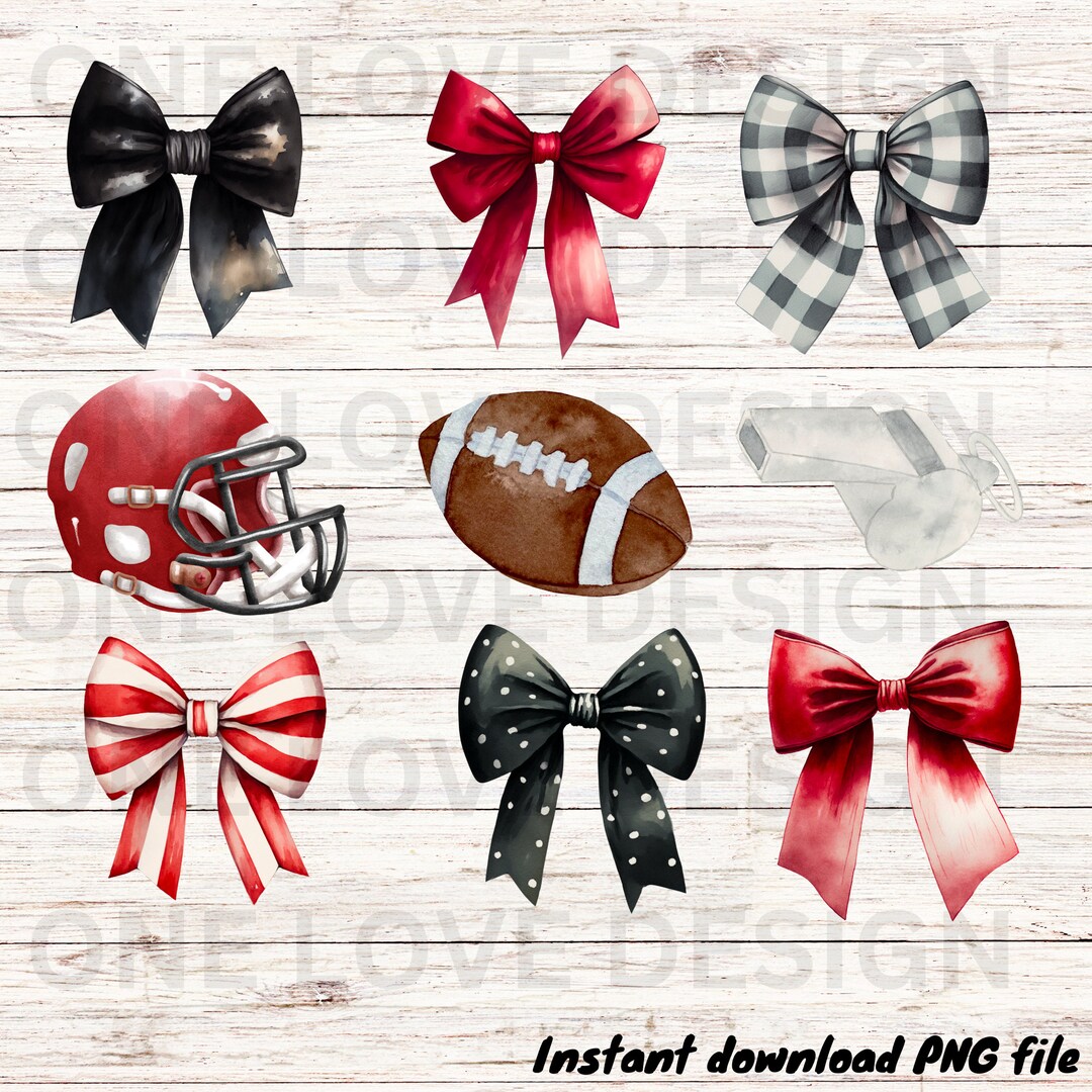 Red & Black Football Bows| Georgia Football | Digital Design PNG ...