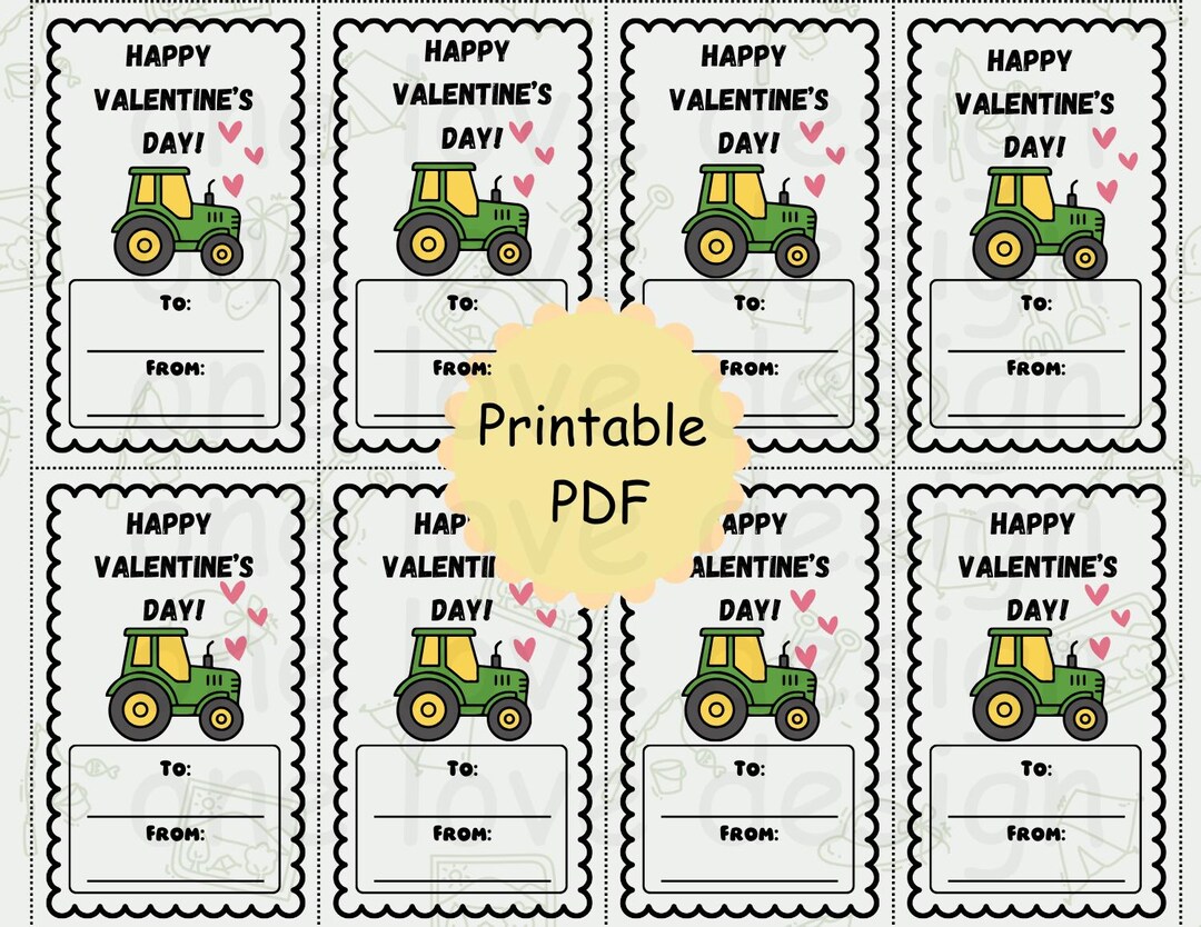 Tractor Valentine Cards, Kids Classroom Valentines (PDF Printable) - Etsy