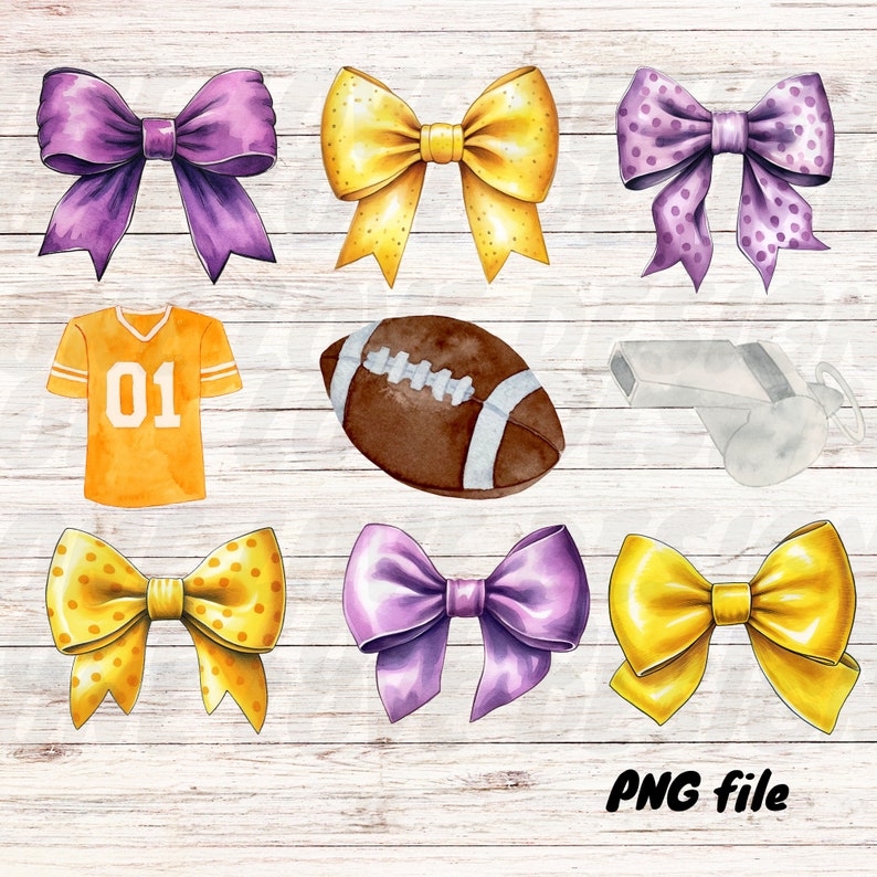 Purple & Yellow Bows | Football Design| Sublimation PNG Files - Etsy