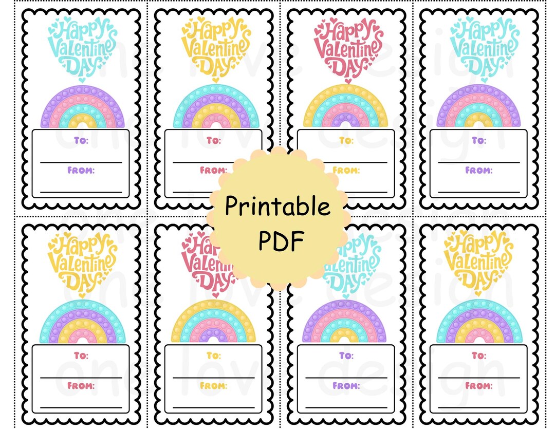 Printable Pop It Valentine Cards, Classroom Valentines Day Cards, Kids ...