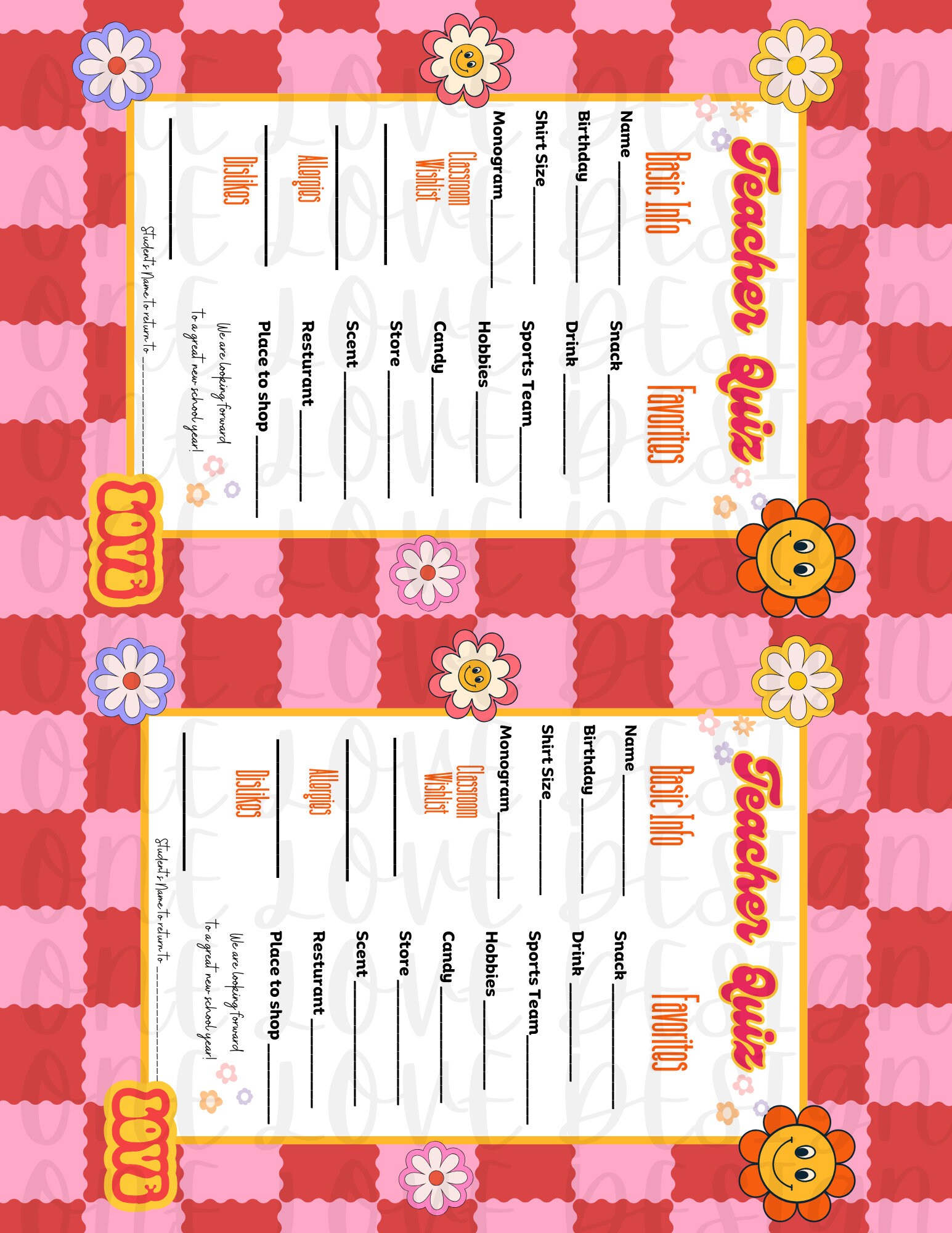 Teacher Quiz | Get to Know Teacher | Back to School - Etsy