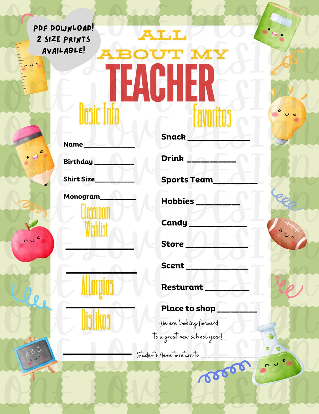 Teacher Quiz | Meet the Teacher Quiz| Digital Download| Teacher School ...