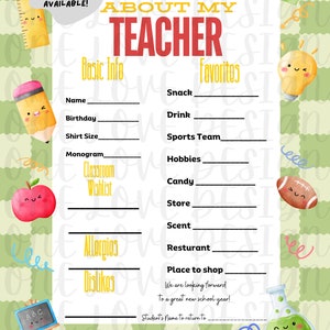 Teacher Quiz | Meet the Teacher Quiz| Digital Download| Teacher School ...