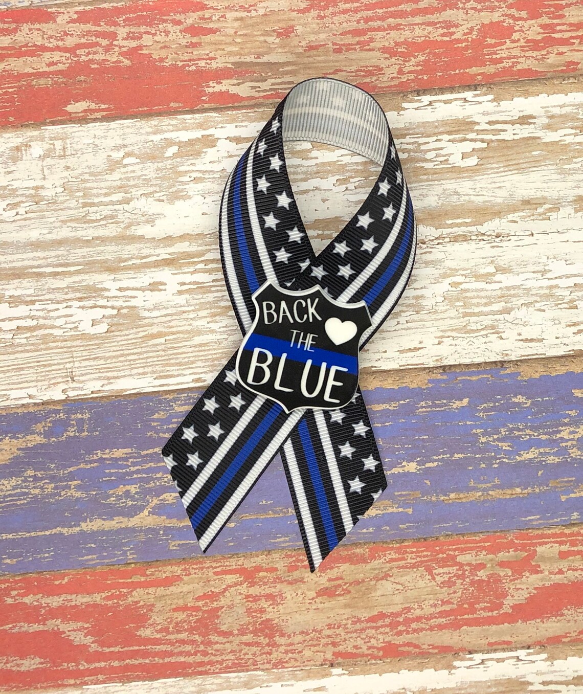 Police Support Ribbon Pinback the Bluepolice Supportblue - Etsy