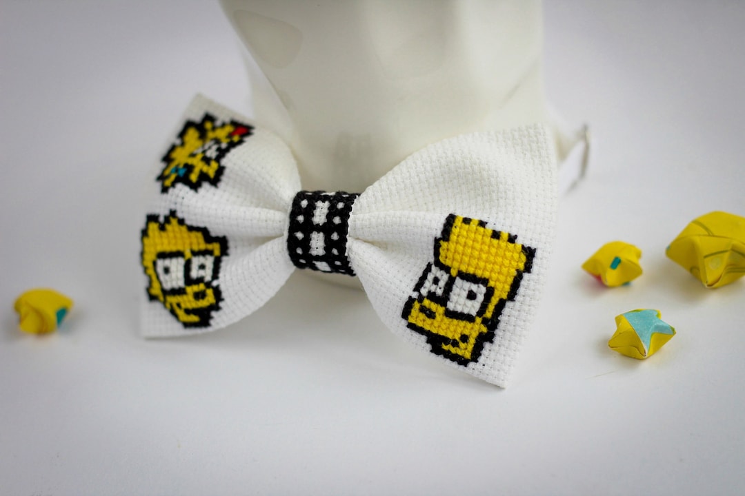 Embroidered Bow Tie With Simpson Kids, Cross Stitch Simpson Kids ...