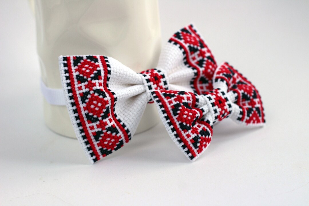 Embroidery Family Look Cross Stitch Bow Tie for Dad and Kids - Etsy