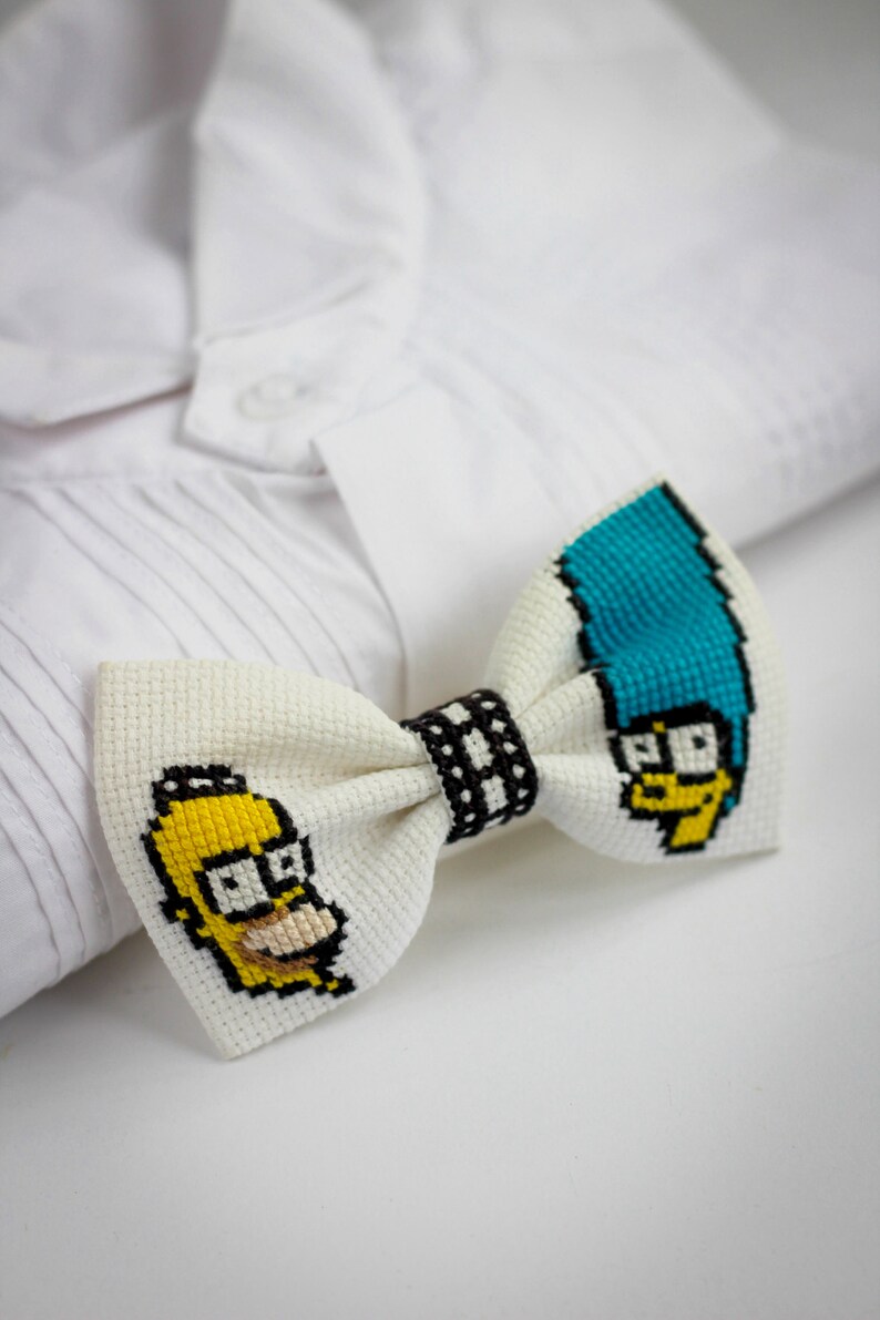 Simpson Embroidery Bow Tie Cross Stitch Simpson Family Bow - Etsy