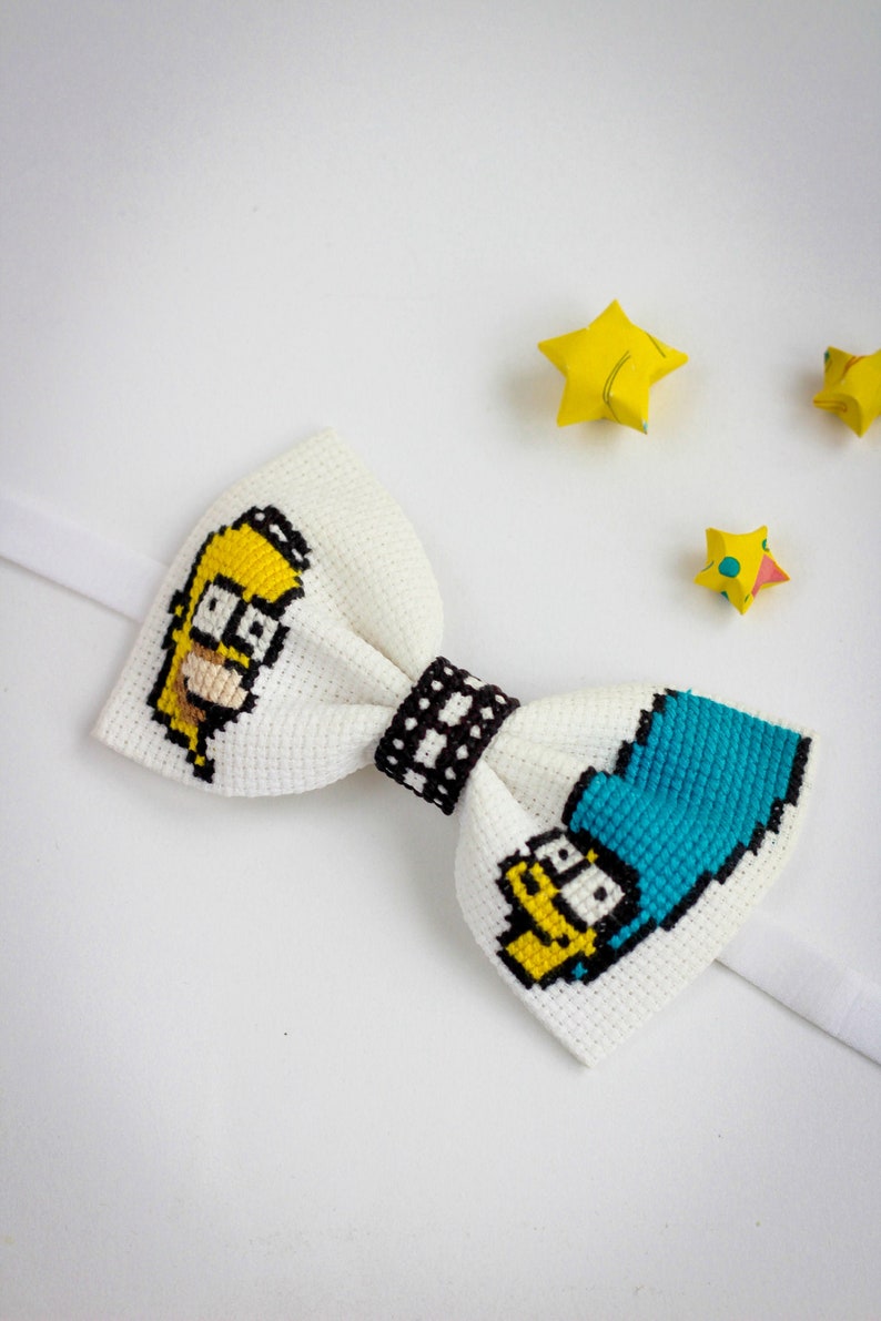 Simpson Embroidery Bow Tie Cross Stitch Simpson Family Bow - Etsy