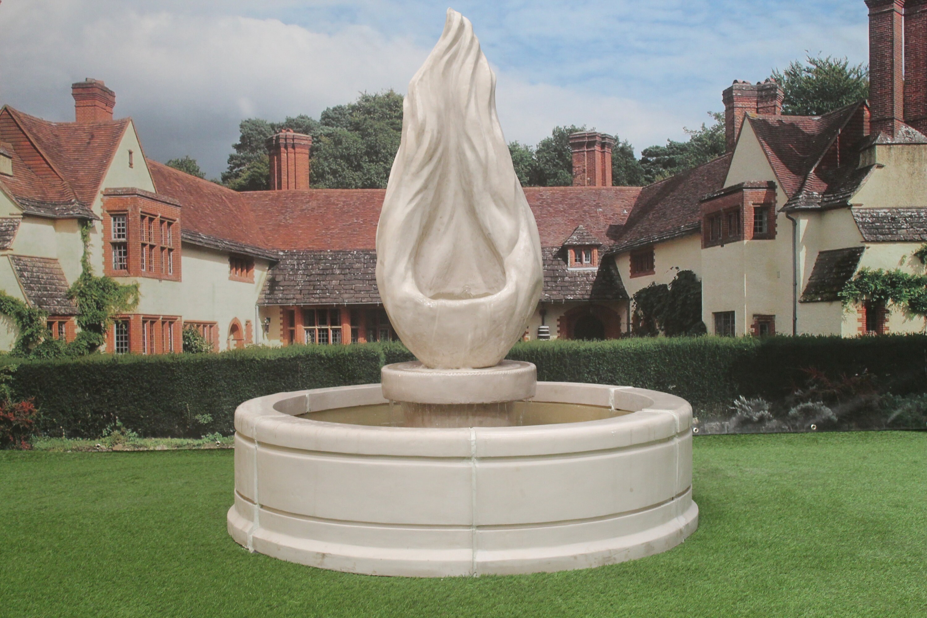 Flame Sculpture Water Feature With Modern Tate Pool Surround - Etsy