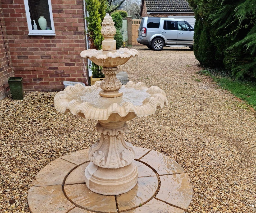 2 Tier Ornate Fountain in Sandstone - Etsy