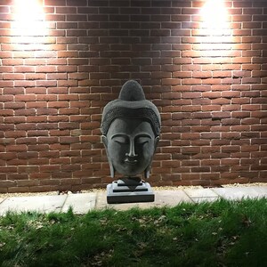 Large Stone Buddhas Mask on Plinth - Etsy