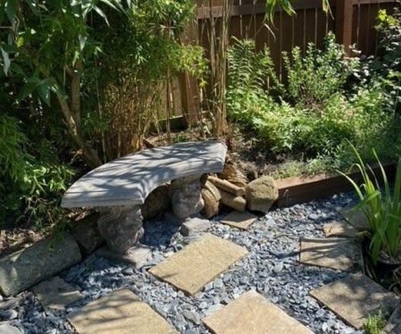 Stone Curved Bench With Squirrel Feet Etsy
