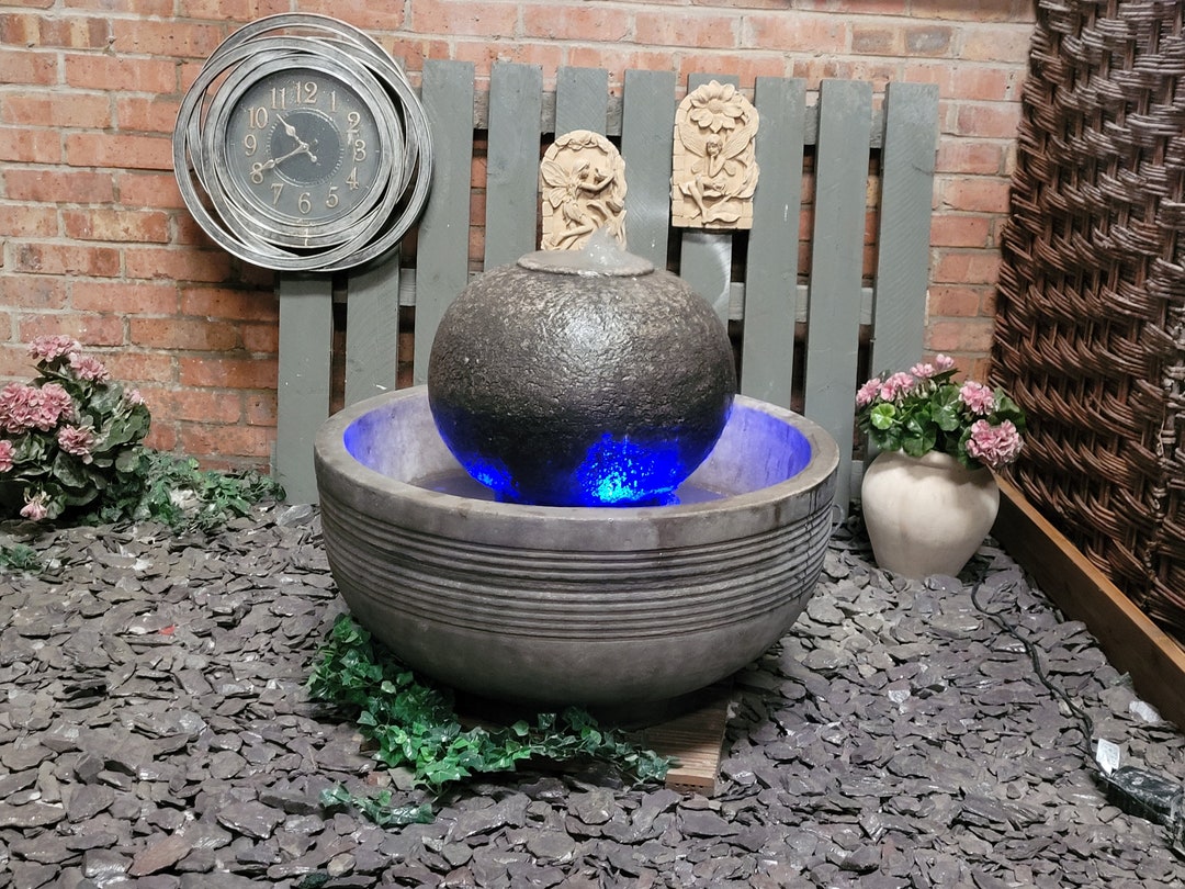 Circulum Stone Ball Garden Water Fountain Feature Ornament - Etsy