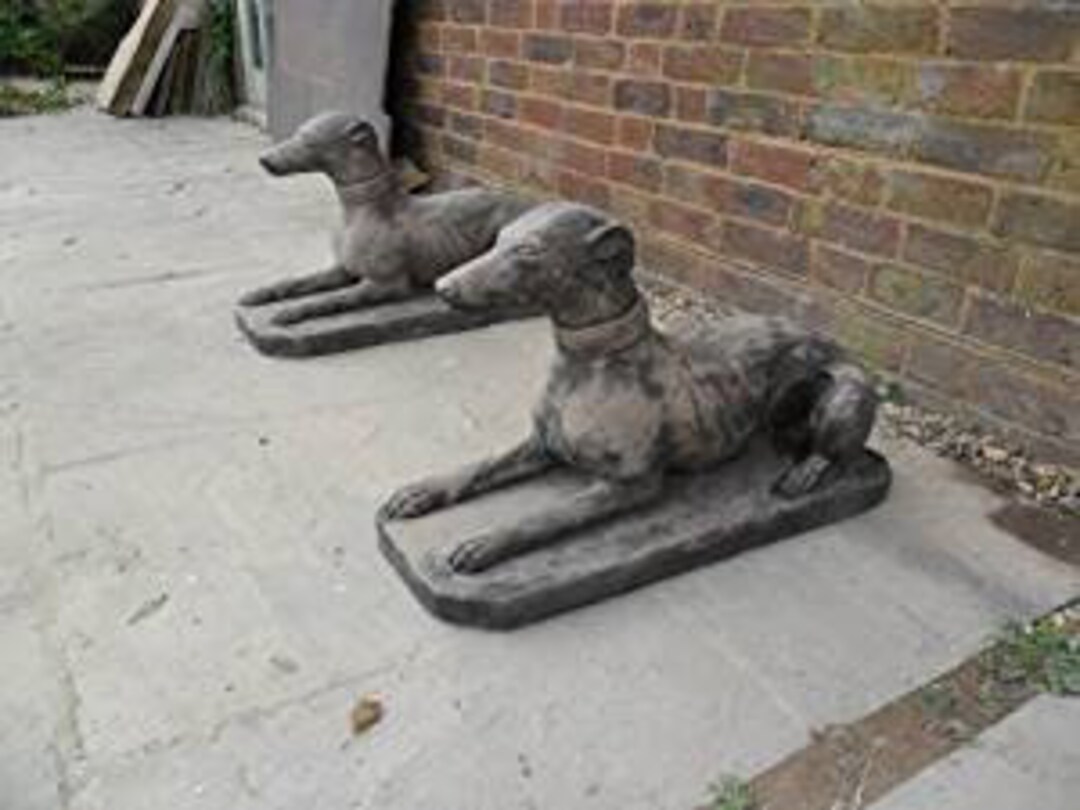 Pair of Greyhound Stone Statues - Etsy
