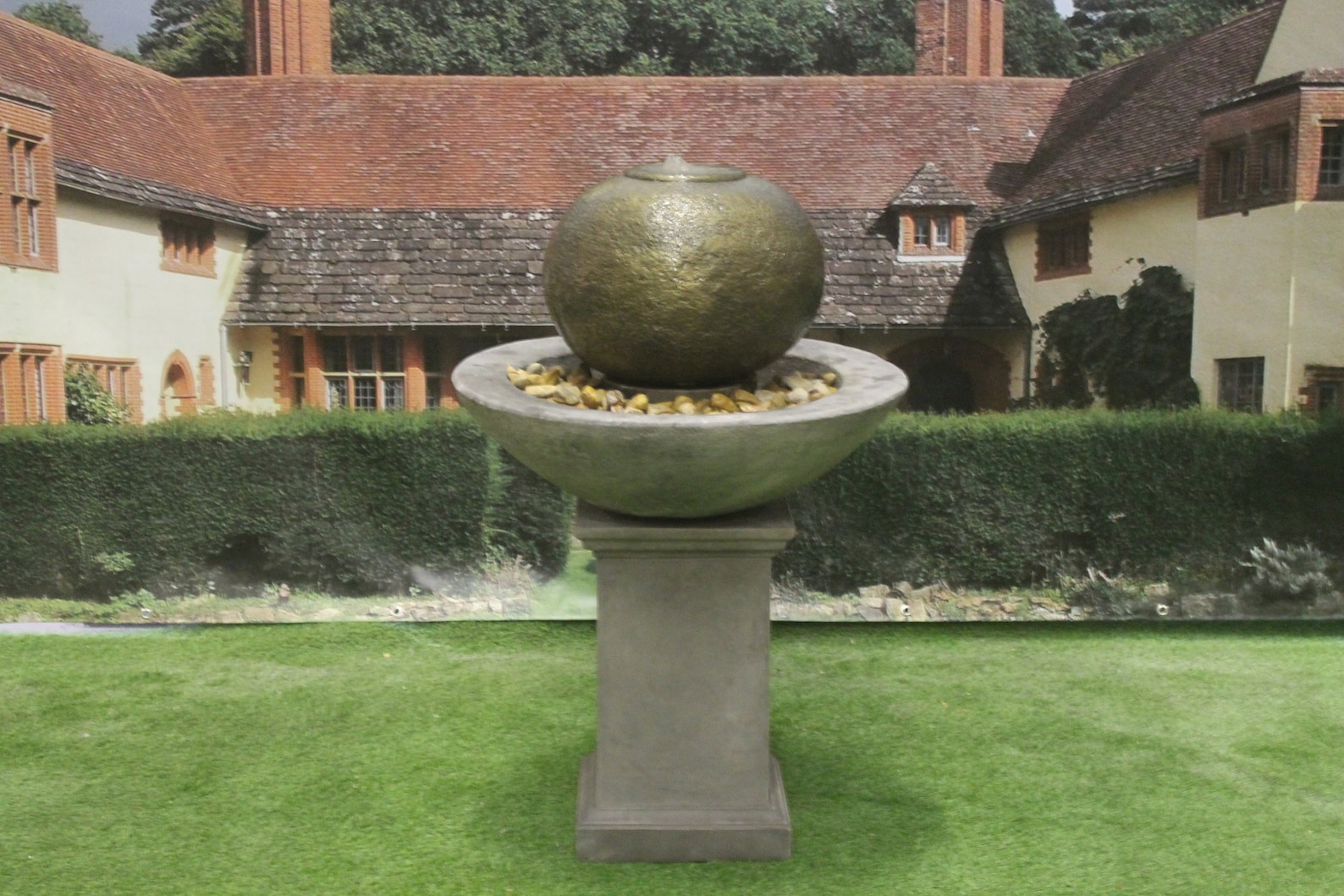 Large patio ball fountain with classic plinth | Etsy