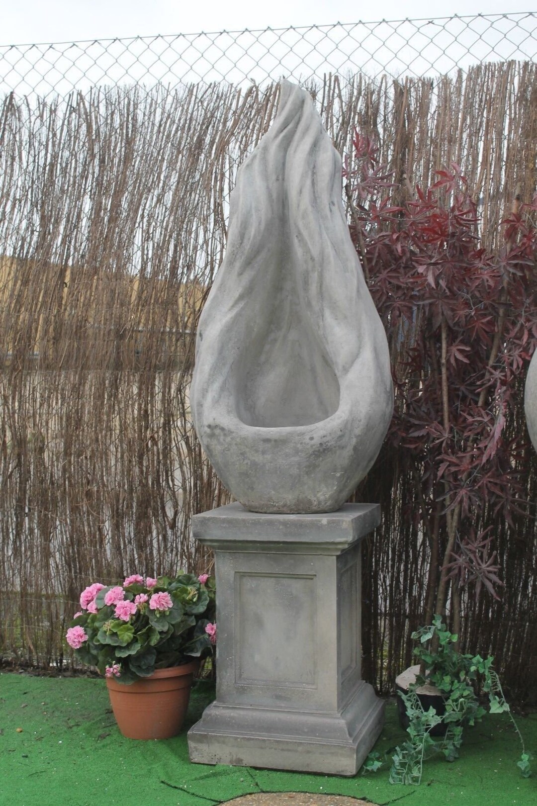 Flame Statue on Plinth - Etsy