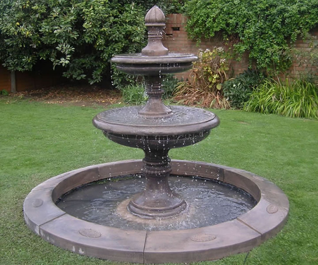 2 Tiered Edwardian Fountain, Laurel Single Pool Surround - Etsy