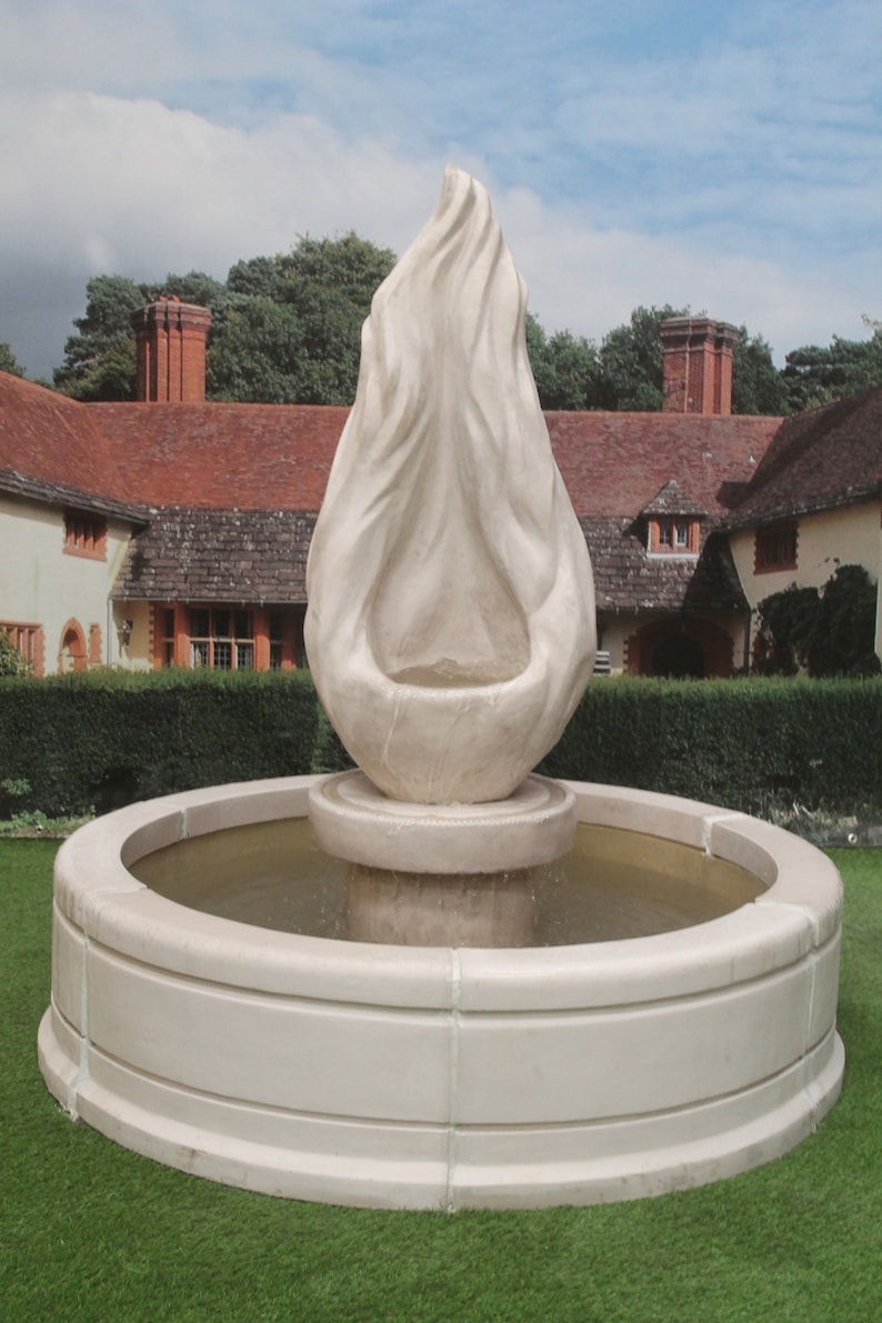 Flame Sculpture Water Feature With Modern Tate Pool Surround - Etsy
