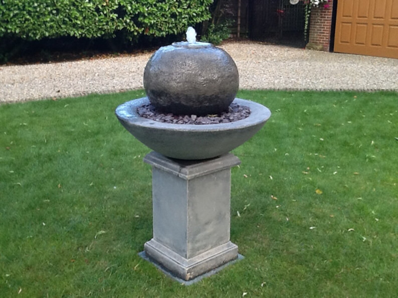 Large patio ball fountain with classic plinth | Etsy