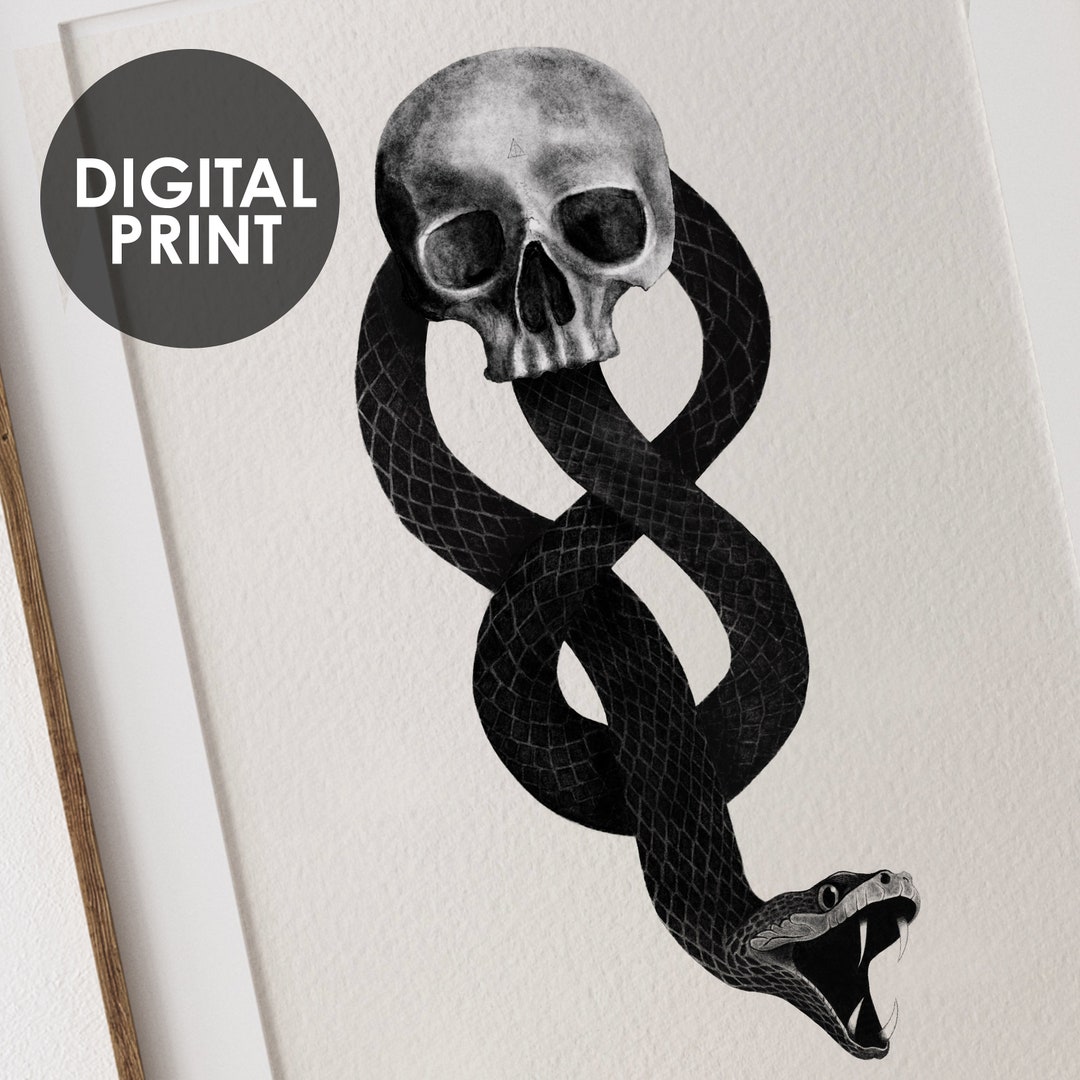 Dark Mark Art Print: Skull & Snake Tattoo Illustration (digital ...