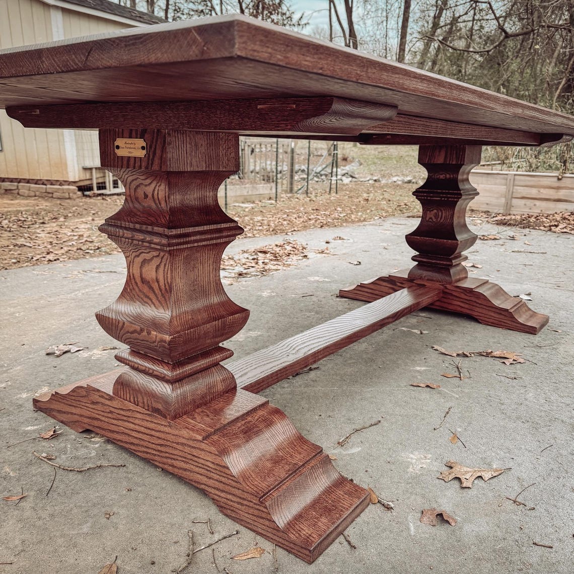 Double Pedestal Dining Room Table, Solid Wood Dining Table, Custom ...