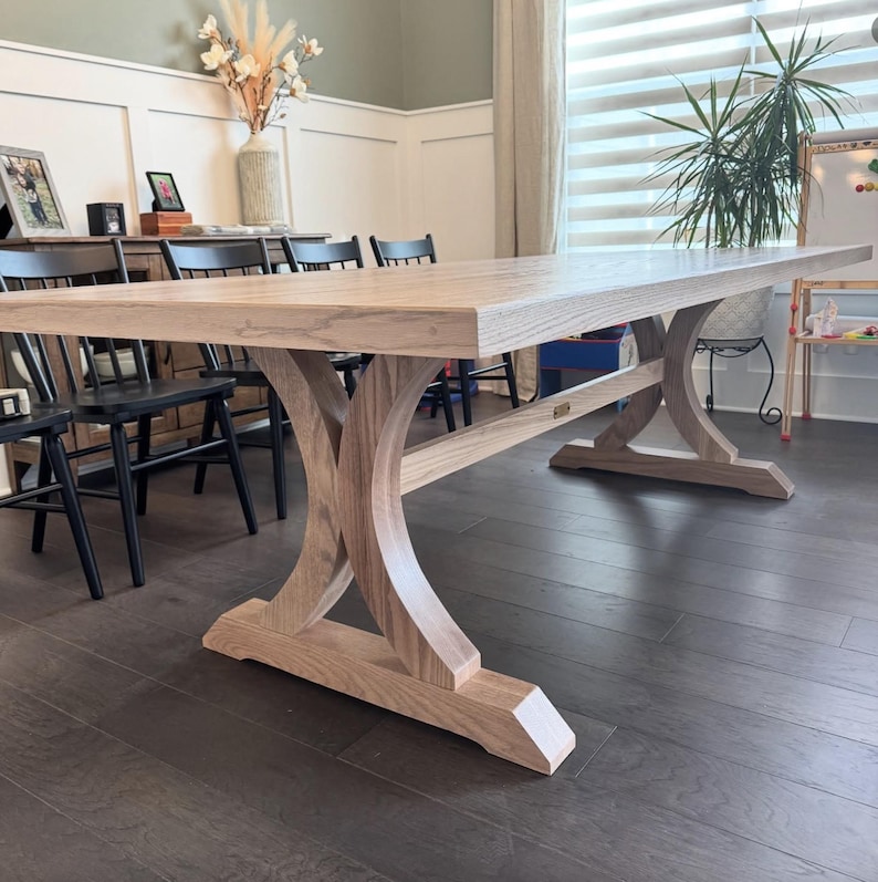 Curvy X Base Dining Table, Custom Made Table, Solid Wood Table, Glam ...