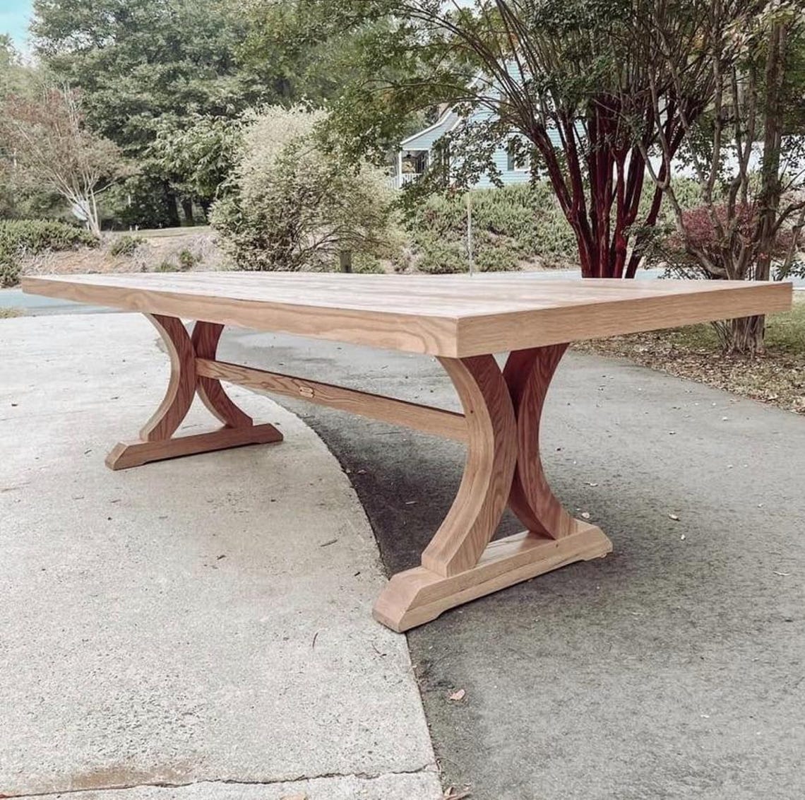 Curvy X Base Dining Table, Custom Made Table, Solid Wood Table, Glam ...