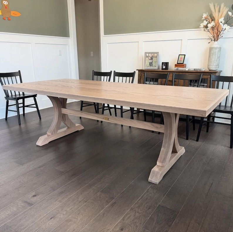 Curvy X Base Dining Table, Custom Made Table, Solid Wood Table, Glam ...