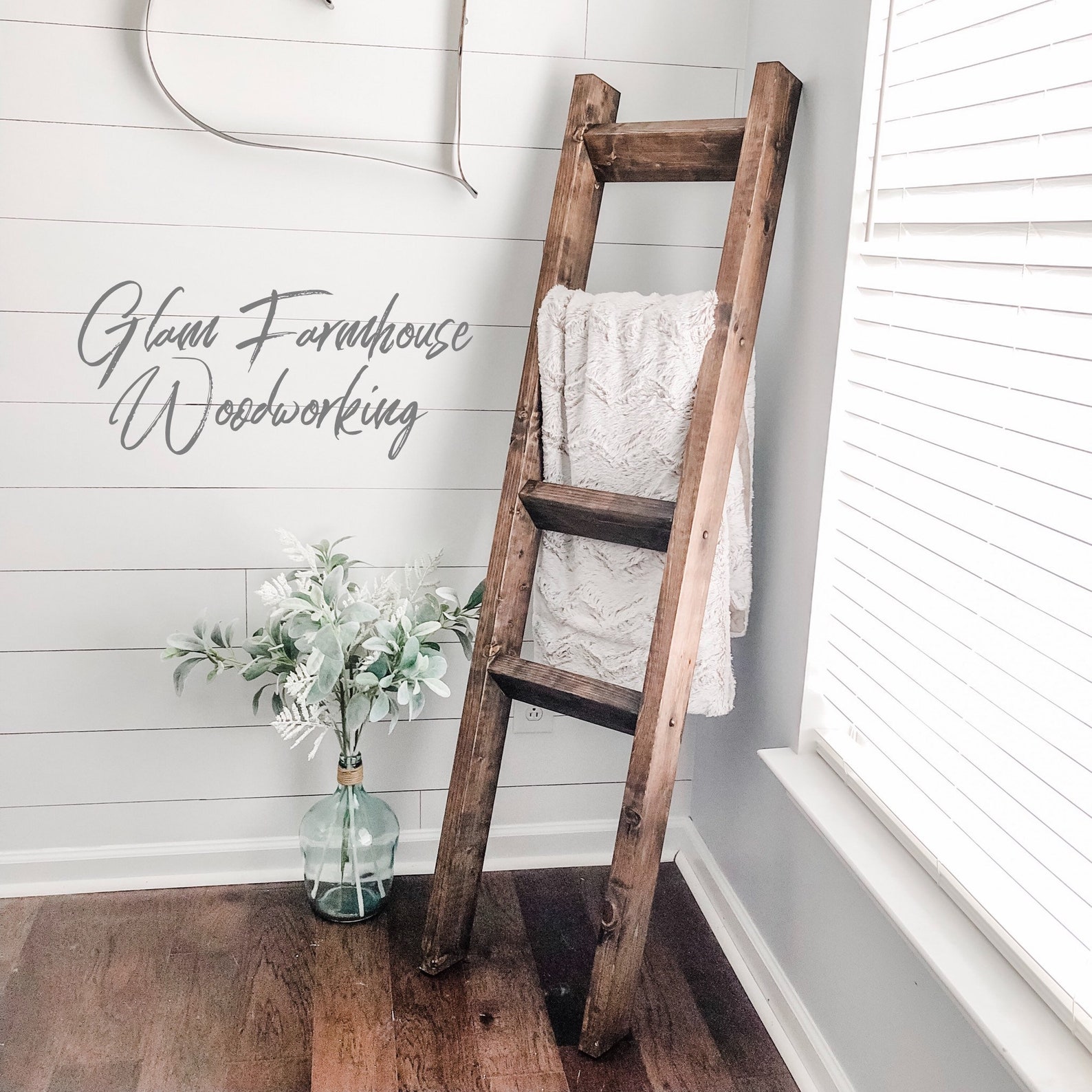 Rustic Blanket Ladder, Blanket Ladder, Wooden Ladder, Handmade, Ladder ...