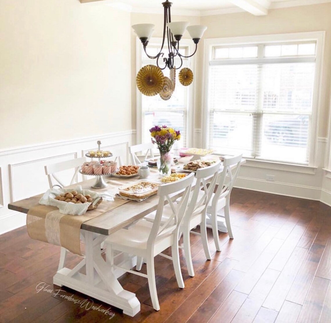 Rectangular Farmhouse Trestle Table, READ DESCRIPTION on SHIPPING is ...