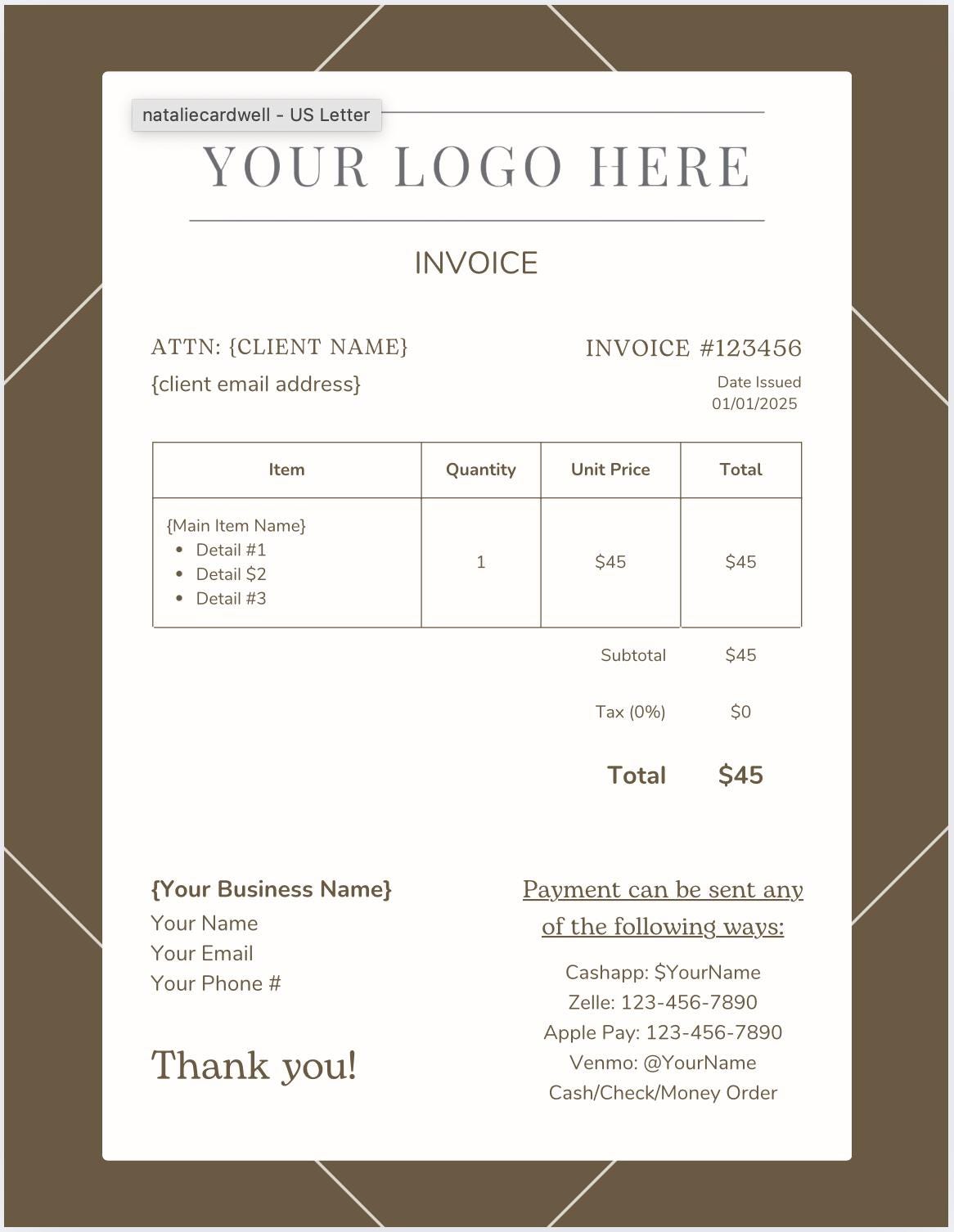 Professional Invoice Template, Canva Invoice Template, Editable Invoice ...