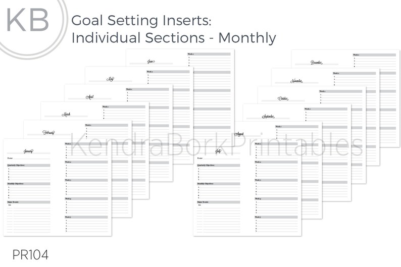 Personal Individual Sections Goal Setting Inserts Printable | Etsy