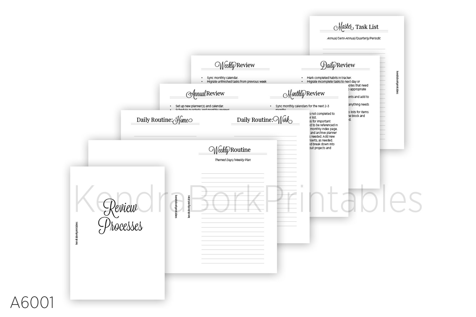 A6 Review and Routine Inserts Printable Insert A6001 - Etsy