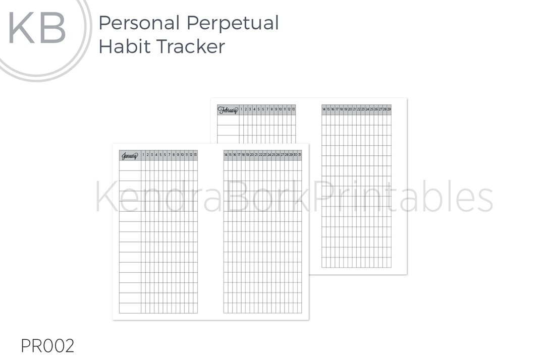 Personal Perpetual Monthly Habit Tracker - Printable Insert (PR002) - Etsy