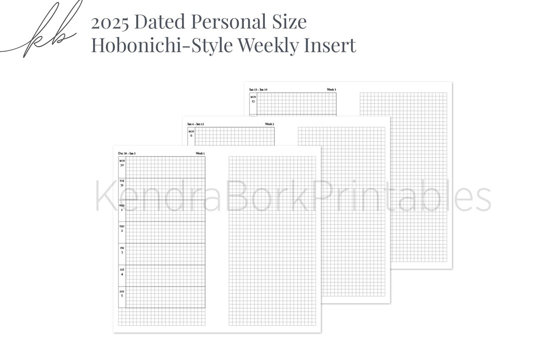 2025 Personal-size Hobonichi Weeks Style Dated Weekly Inserts ...